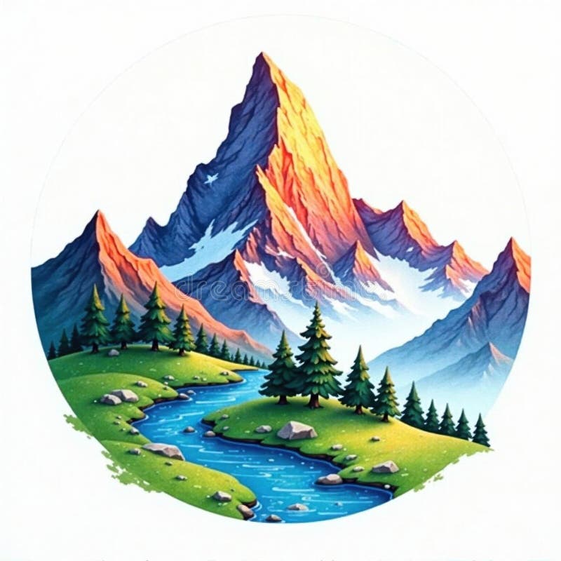 Sketchy Hand Drawn Mountain Peak, Isolated on White , Stylized, Graphic ...