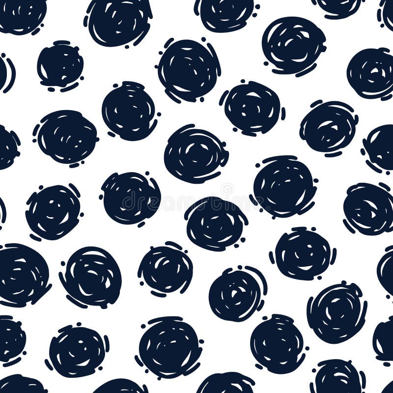 Sketchy Hand-drawn Points Vector Seamless Pattern. Black Dots Stock ...