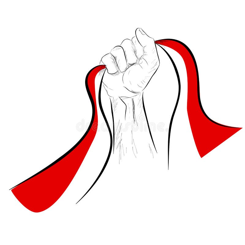 Vector Sketchy Hand Holding Indonesia Flag, Element Design for ...