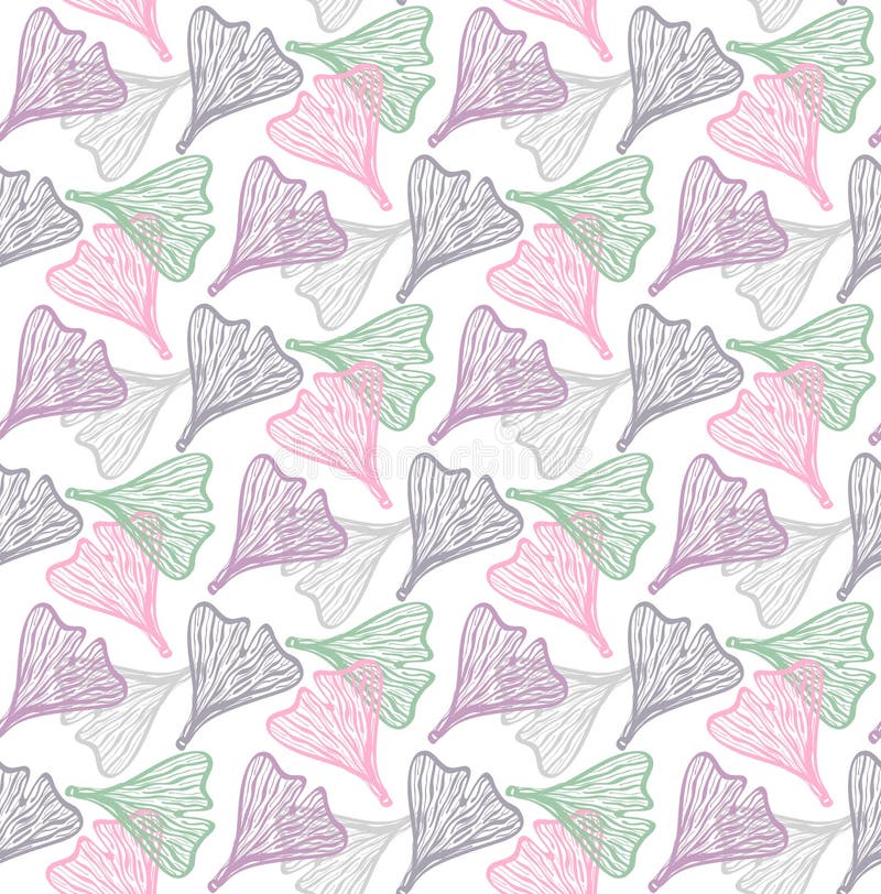 Sketchy Line Leaf Seamless Floral Vector Pattern Stock Vector ...