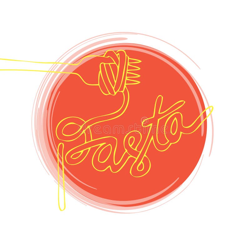 Pasta Hand Lettering with Fork. Stock Illustration - Illustration of ...