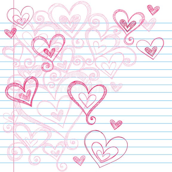 Sketchy Notebook Doodle Hearts Stock Vector - Illustration of notebook ...