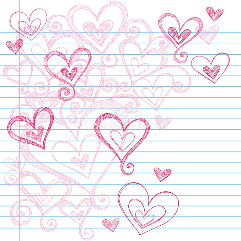 Sketchy Notebook Doodle Hearts Stock Vector - Illustration of notebook ...
