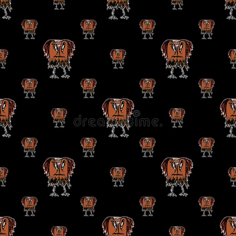 Funny Ugly Bird Drawing Pattern Stock Illustration - Illustration of ...