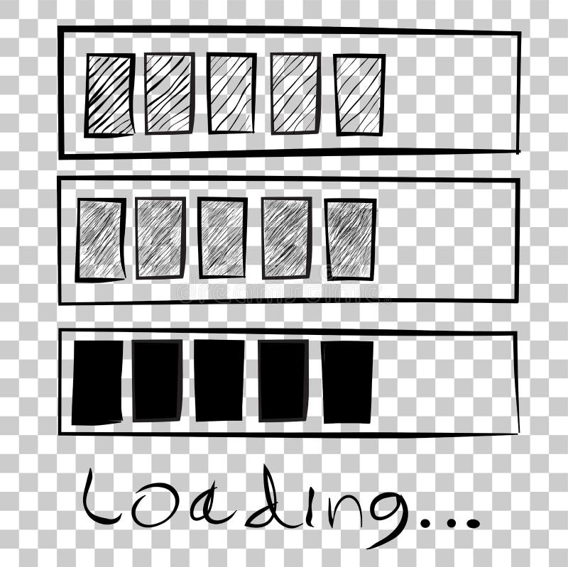 Sketchy Three Style of Loading Sign, at Transparent Effect Background ...