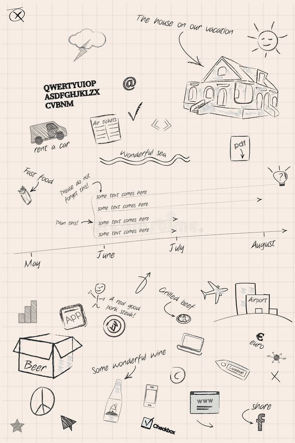 Sketchy Timeline and Planning Notes Stock Illustration - Illustration ...