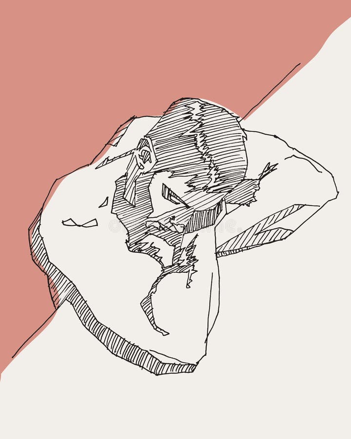 Sketchy Vector Illustration of a Man on the Side of a Pool Stock Vector ...