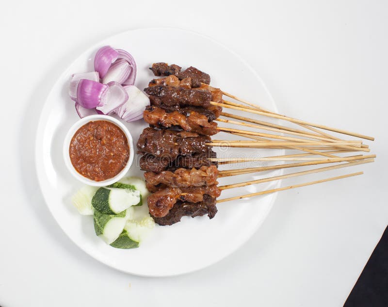 Skewered and Grilled Meat, Satay Stock Image - Image of asia, asian ...