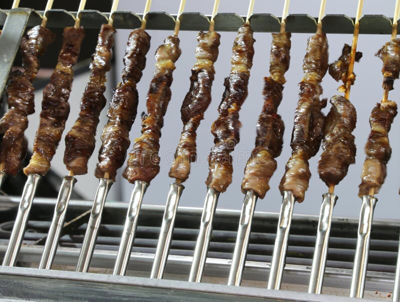 Skewers of Arrosticini that Turn and Create a Movement Effect in the ...