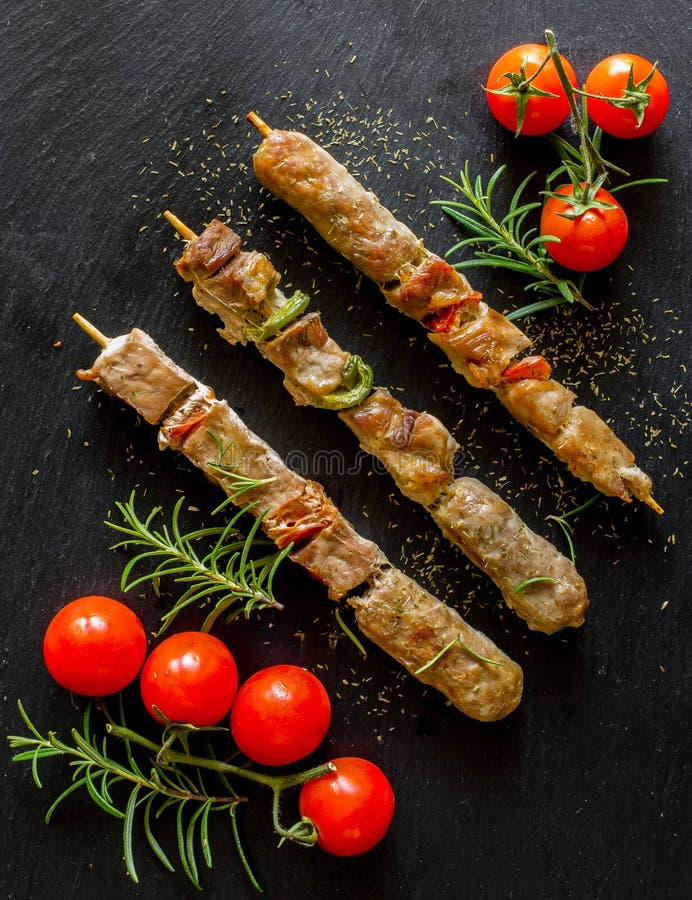 Skewers of mixed meat stock image. Image of beef, food - 157830677