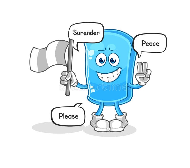 Ski Board Hold Surrender Flag Mascot. Cartoon Vector Stock Vector ...