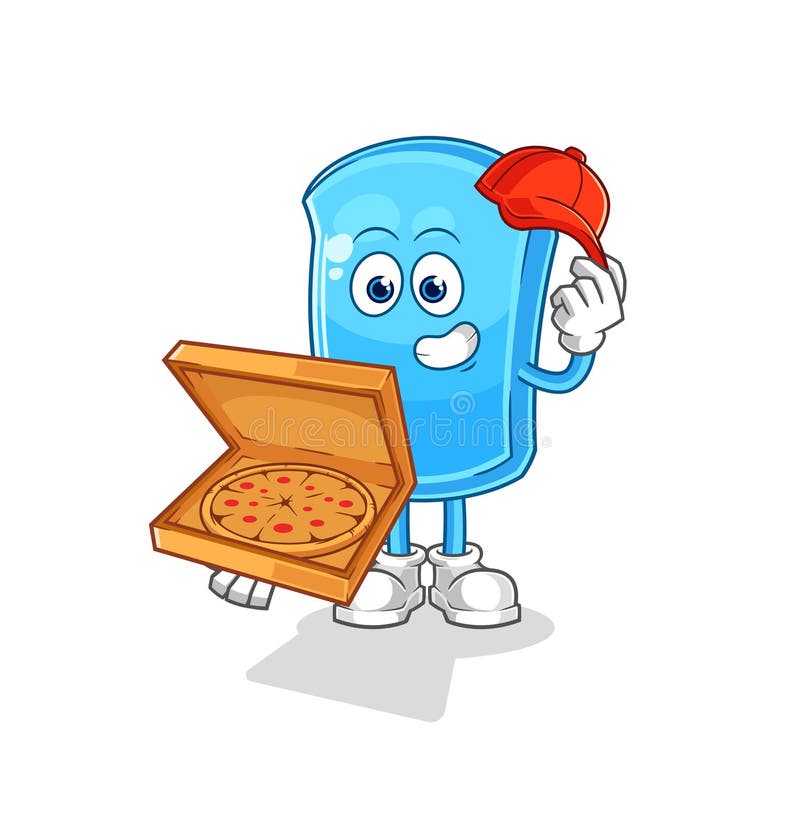 Ski Board Pizza Delivery Boy Vector. Cartoon Character Stock Vector ...