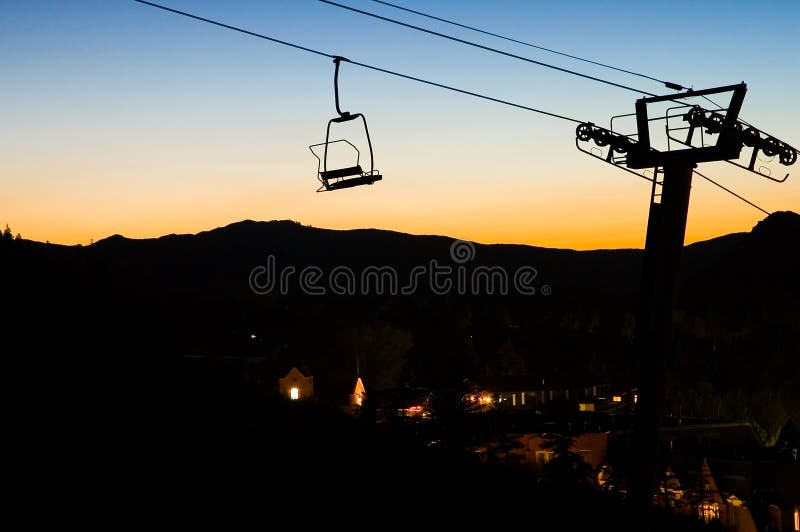 Ski Chairlift at Sunset stock image. Image of exciting - 924259