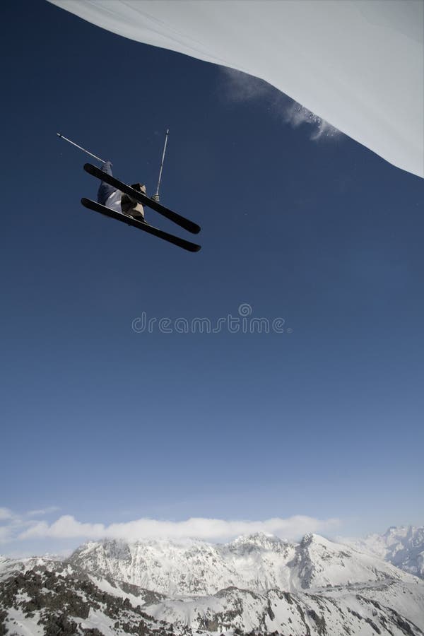 Freestyle Skier in Les Arcs Stock Image - Image of freeride, athlete ...