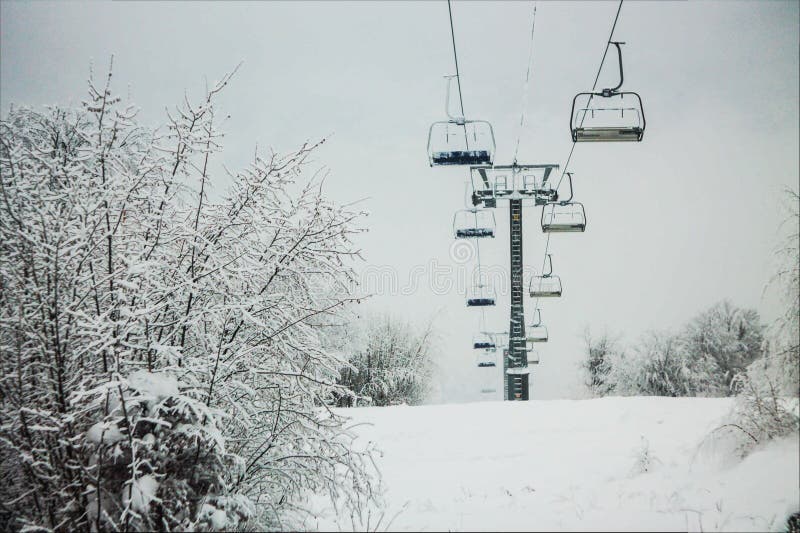 Ski elevator in winter stock photo. Image of elevator - 133441936