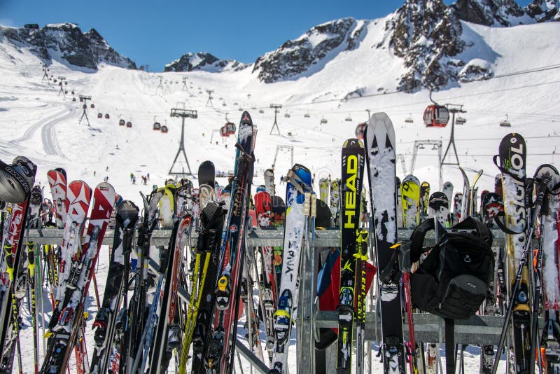 Ski Equipment in Ski Resort Editorial Stock Image - Image of resort ...