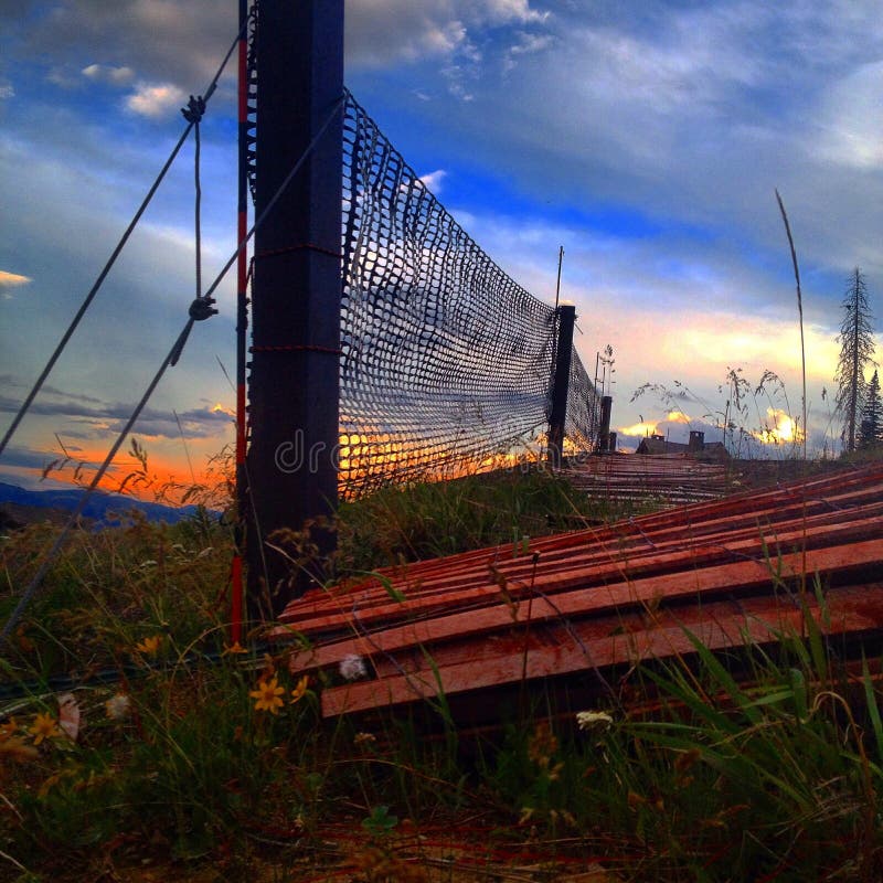 Ski fence stock image. Image of fence, basin, moonlight - 50018493