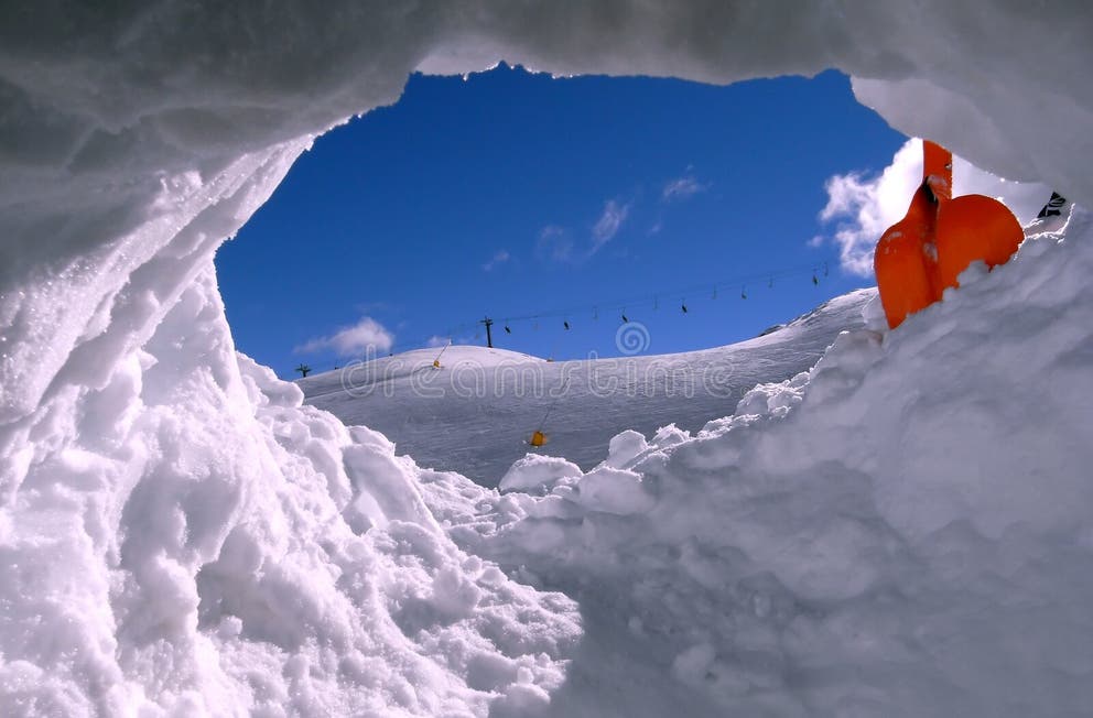 Ski Field from the Snow Hole Stock Image - Image of mountains, hole ...