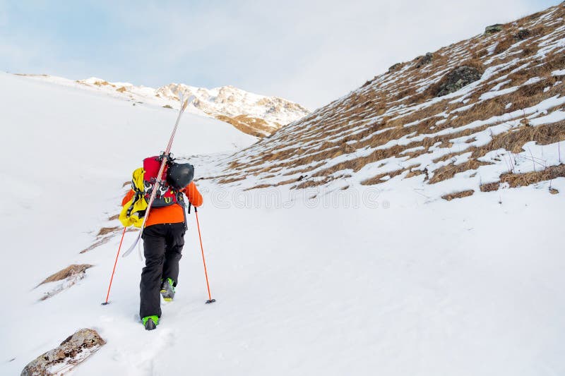 The Boy Climbs the Slope of the Ravine Stock Image - Image of climber ...