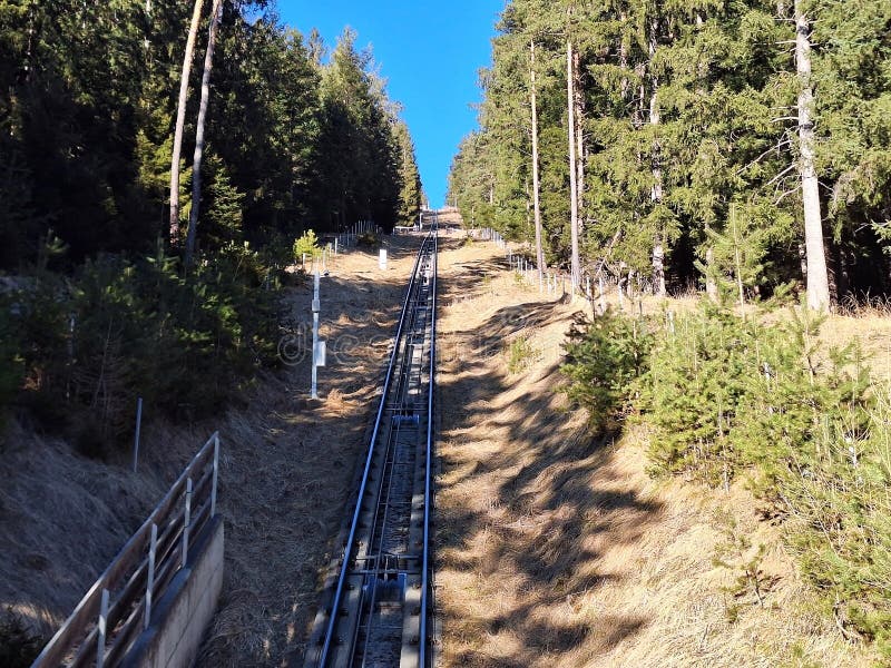 Ski Funicular Railway in Ortisei, Italy. Stock Photo - Image of ...