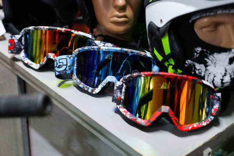 Ski Goggles on Display in a Shop Stock Image - Image of clothing, drum ...