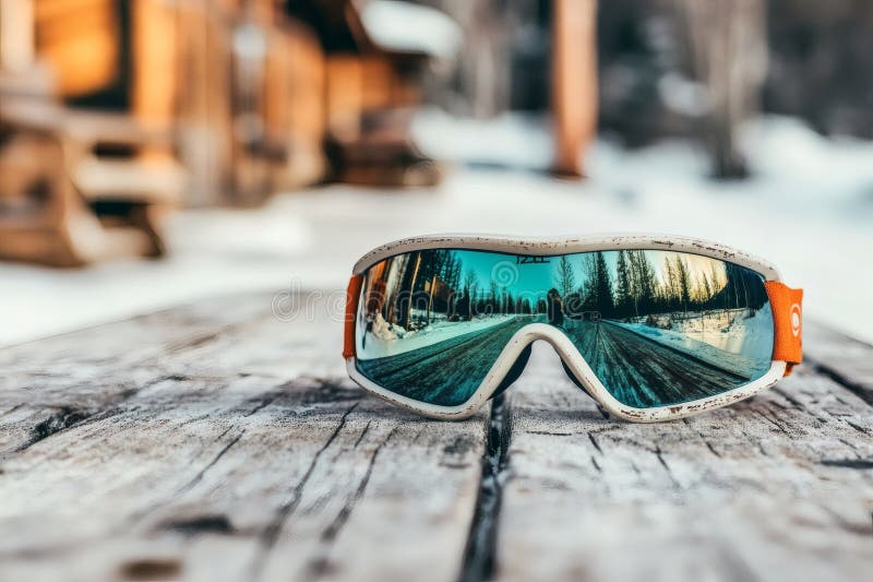 Stunning Ski Goggles Reflect a Winter Wonderland View. Generative AI ...