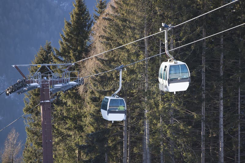 Ski Gondola in Italian Dolomites Stock Photo - Image of active, sport ...