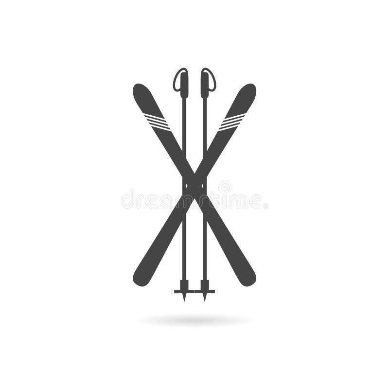 Ski icon with shadow stock vector. Illustration of snow - 191717742