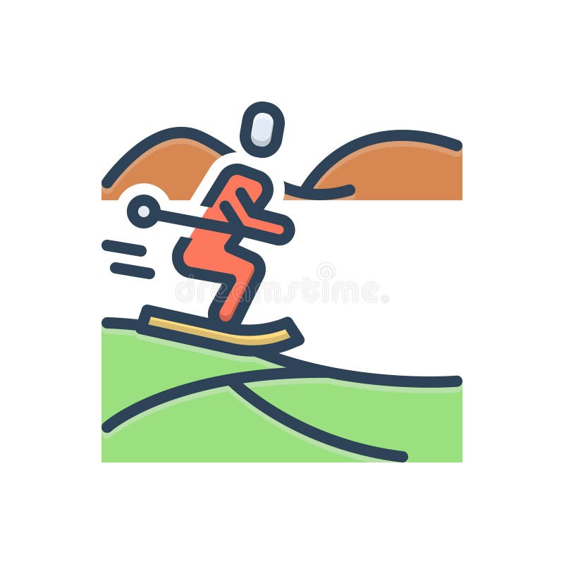 Color Illustration Icon for Ski, Skier and Athlete Stock Illustration ...