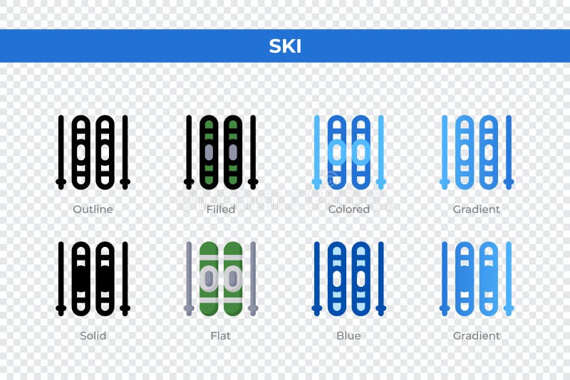 Ski Icons in Different Style. Ski Icons Set. Holiday Symbol. Different ...