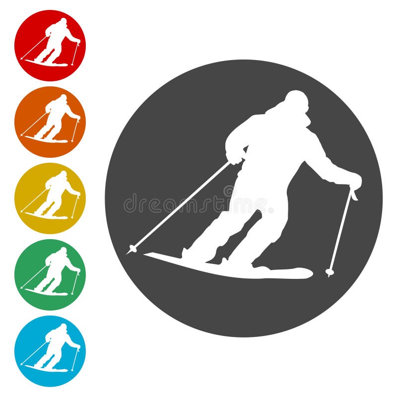 Ski Icons Set. Vector Illustration Stock Vector - Illustration of activity, body: 164540281