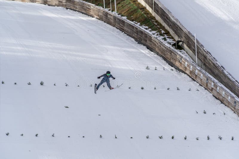 Ski jumper while jumping editorial stock photo. Image of help - 168737438