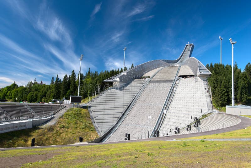 Ski Jumping Arena in Oslo Norway Stock Image - Image of attraction ...