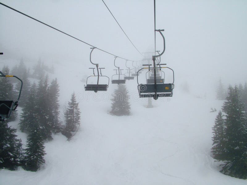 Ski lift in winter scene stock photo. Image of chilly - 7182612