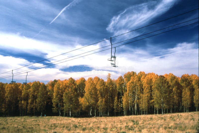 Ski Lifts in Autumn stock image. Image of autumn, field - 1782937