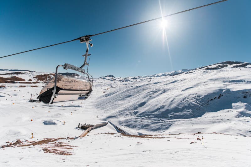 Ski Lifts Durings Bright Winter Day Stock Image - Image of funicular ...