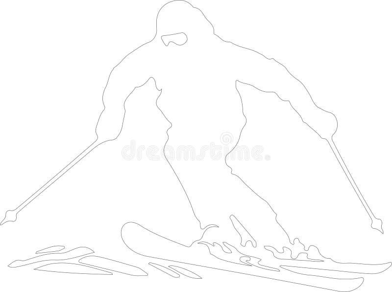 Ski Outline Silhouette Generative Ai Stock Vector - Illustration of ...