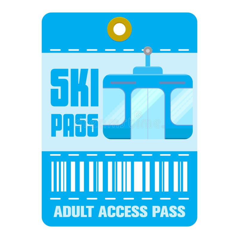 Ski Pass Template with Barcode. Red Ribbon .equipment for Winter ...