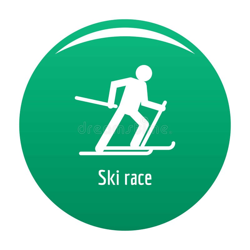 Ski race icon vector green stock vector. Illustration of athlete ...