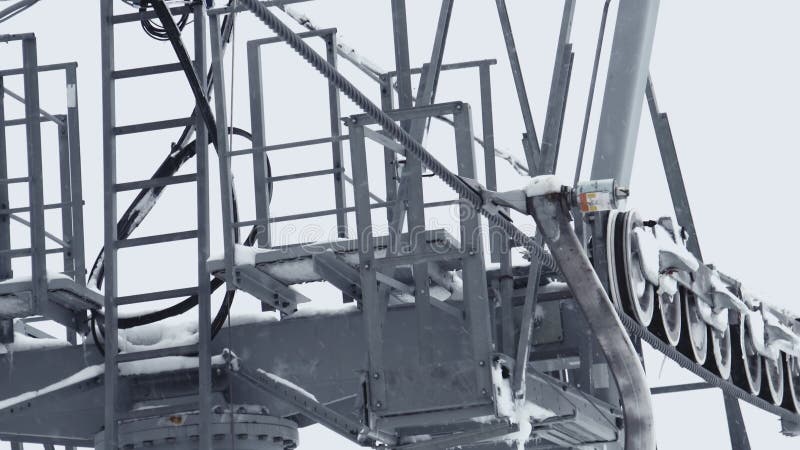 Ski Resort. Cable Car Driving Mechanism. Rotating Metal Wheel Powering ...