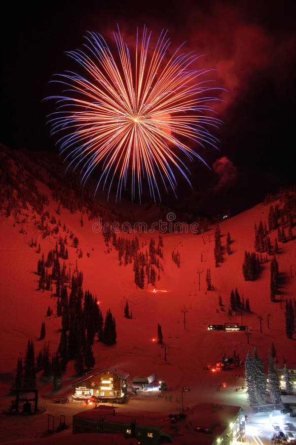 Ski Resort Fireworks stock photo. Image of freedom, blast - 4261806