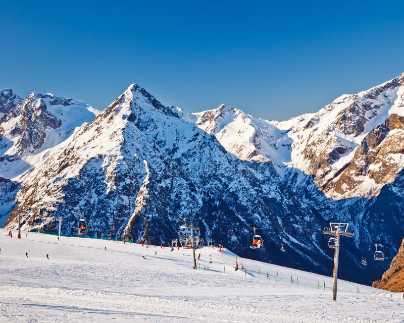 Ski resort in French Alps stock photo. Image of frost - 34596536