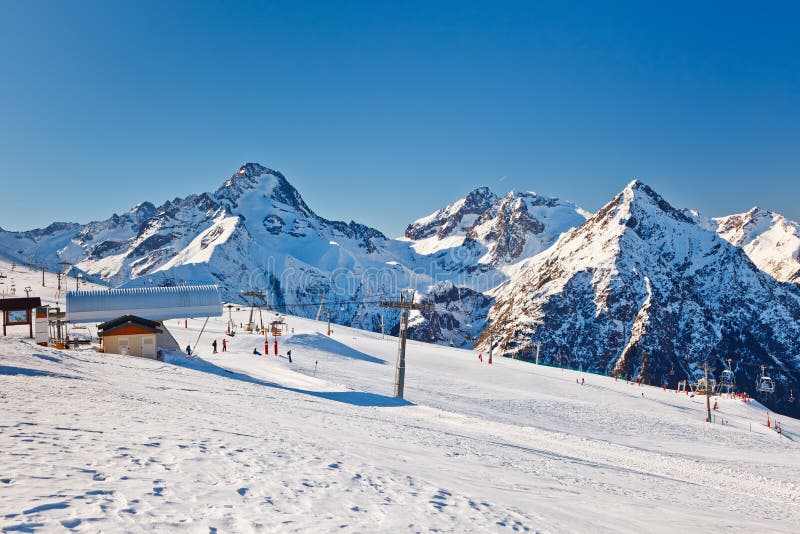 Ski resort in French Alps stock photo. Image of light - 35858388