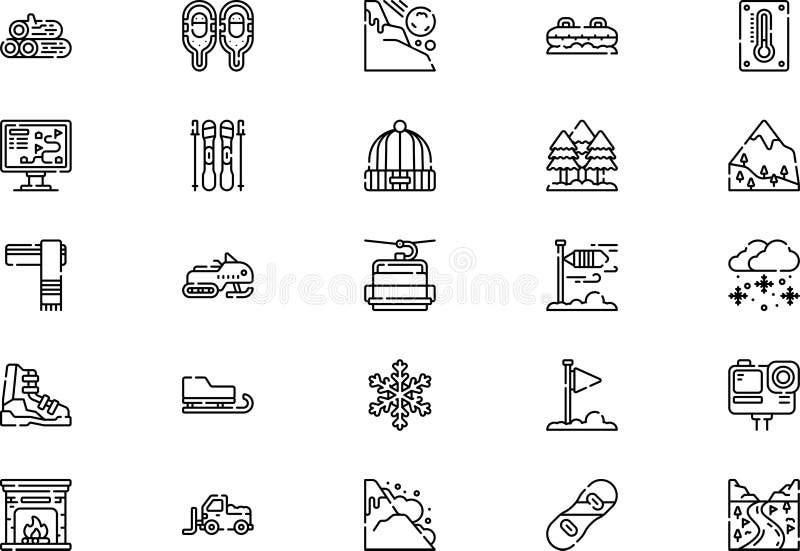 Ski Resort Icons Collection is a Vector Illustration with Editable ...