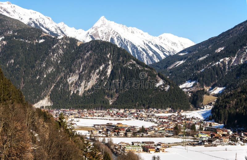 Mayrhofen, Austria stock image. Image of blue, peak, scenic - 4495185