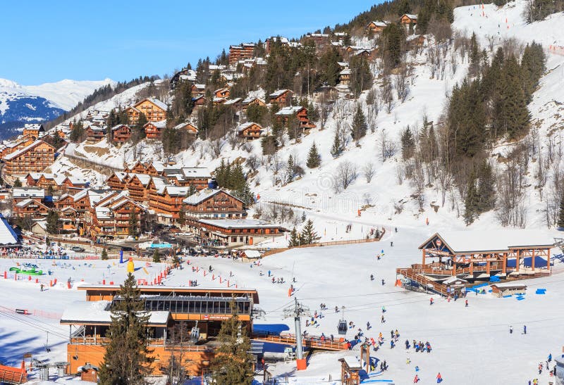 Ski resort of Meribel editorial stock image. Image of holiday - 67486944
