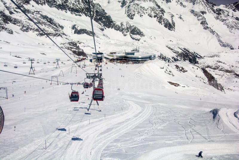 Ski Resort of Neustift Stubai Glacier Editorial Image - Image of slope ...