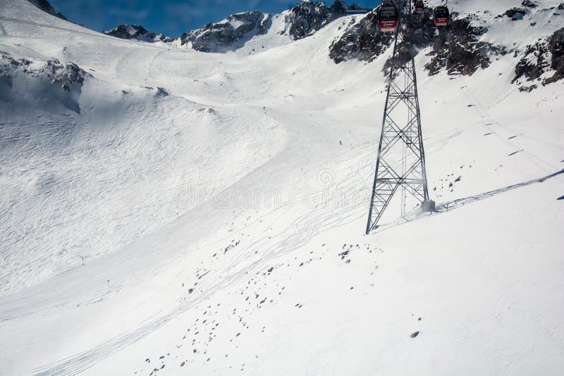 Ski Resort of Neustift Stubai Glacier Stock Image - Image of winter ...