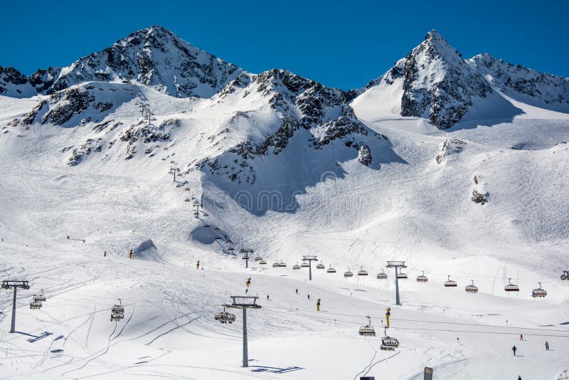 Ski Resort of Neustift Stubai Glacier Stock Photo - Image of winter ...