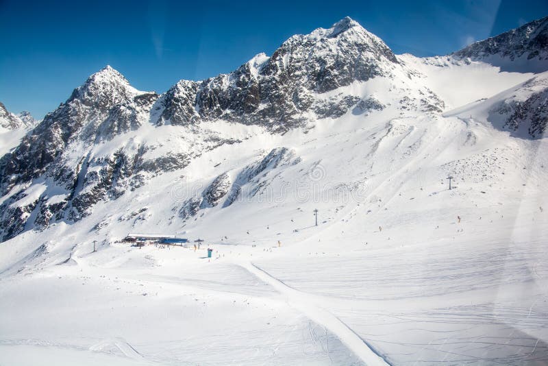 Ski Resort Stubai Glacier Austria Stock Photo - Image of sports ...